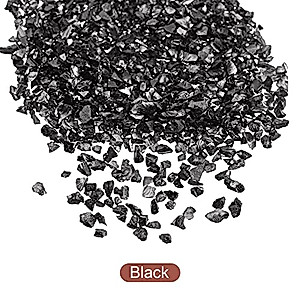 uxcell 20g Crushed Glass Chips, 2-4mm Irregular Metallic Chunky Glitter Glass for Craft DIY Jewelry Vase Filler Epoxy Resin Decoration Black