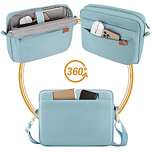 SIMTOP Tablet Sleeve Bag, 11 inch Daily Shoulder Bag for Tablet, Waterproof Crossbody Bag with Smart Organization for Accessories, Essentials Lightweight, YKK Zipper Bag, Polyester (Light Blue)