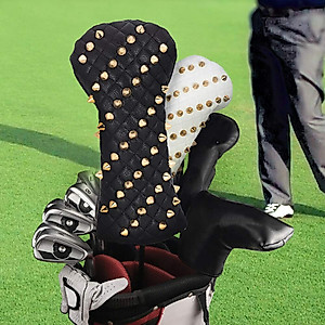 Stud Spike Gold Premium Golf Driver Headcover (Black)