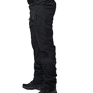 Men's Assault Tactical Pants Big & Tall Outdoor Military Cargo Pants Zip Pockets Combat Pants Work Utility Trousers Black