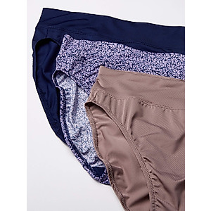 Warner's womens Blissful Benefits Dig-free Comfort Waistband Microfiber Hi-cut 3-pack 5138w Underwear, Navy Ink Cutout Blooms/Mink/Navy Ink, XX-Large US