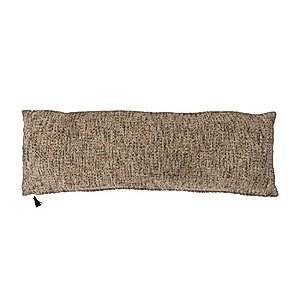 Creative Co-Op Mélange Cotton Blend Bouclé Lumbar Pillow, 13" L x 36" W x 2" H, Greige