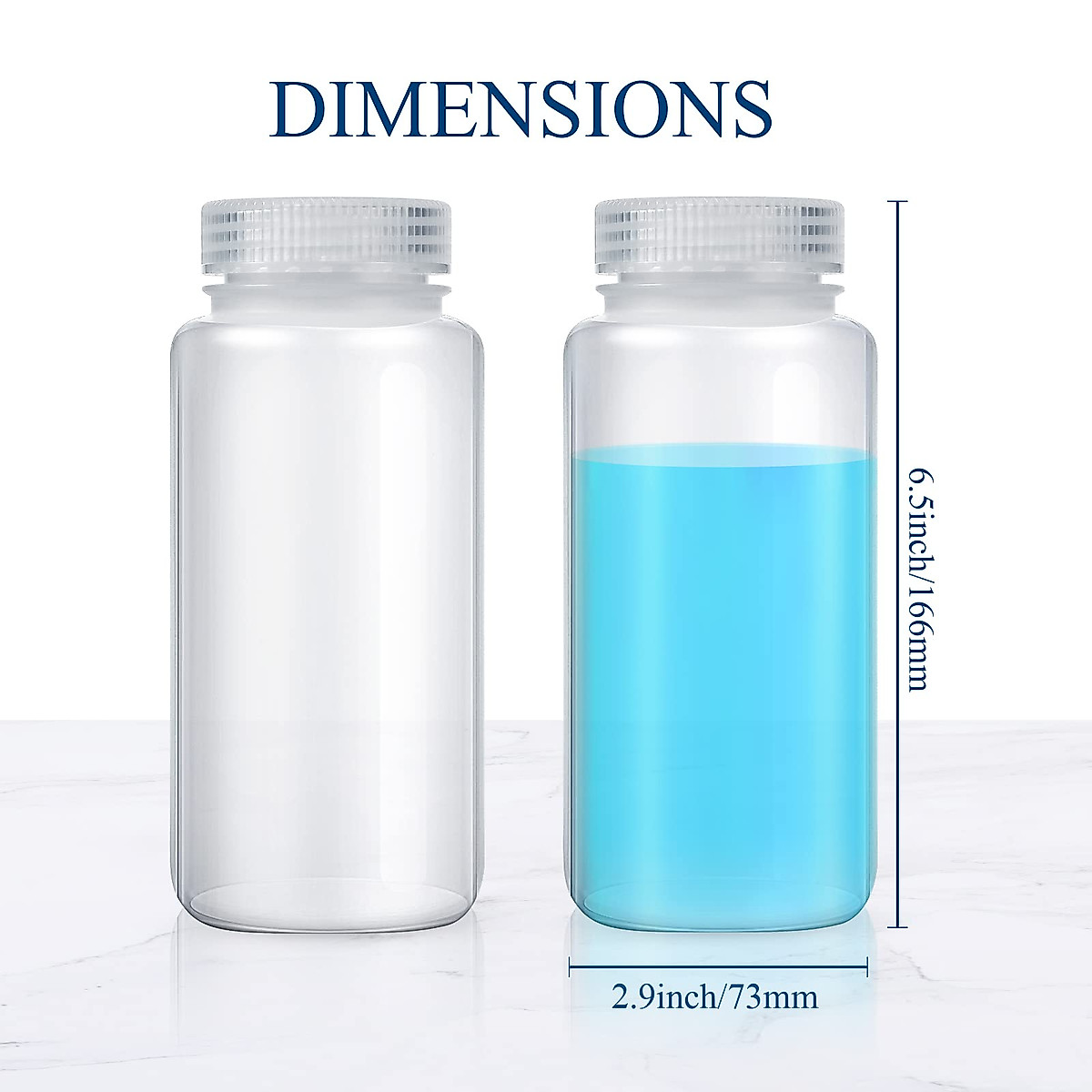 Hoolerry 20 Pcs Plastic Sample Bottles 16oz/ 500ml Laboratory Grade Polypropylene Wide Mouth Reagent Bottles Clear Liquids Storage Bottles with Lids Leak Proof Containers for Lab Classroom