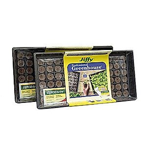 Ferry Morse Jiffy Seed Starting Greenhouse with 72 36mm Peat Pellets and Bonus SUPERthrive Sample + Plant Markers (2 Pack)