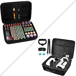 Comecase Hard Battery Organizer Storage Box with Hard Carrying Case for Oculus Quest 2 All-in-One VR Gaming Headset and Touch Controllers - 2 Pack