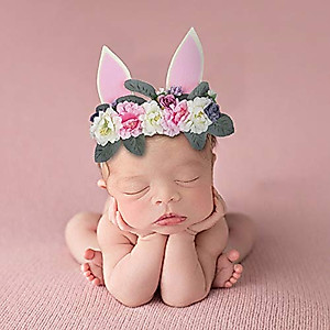 synia Wreath Ear Beach Accessories Bunny Head Grils Flower Kids Baby Toddler Baby Care Bow Girl