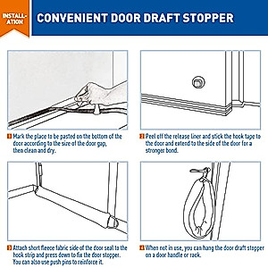 MAGZO Door Draft Stopper 48 Inches, Under Door Weighted Stopper Draft Insulation Seal Snake Door Draft Blocker, Gray
