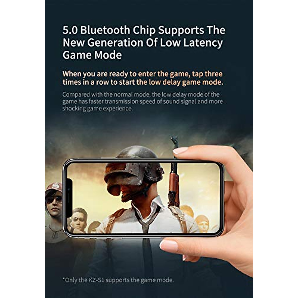 TWS True Wireless Bluetooth 5.0 Earbuds with Microphone,KZ S1D Dynamic Hybrid Dual Driver in Ear Earphones, 3D Stereo Sound Headsets Sports Running Headphones for Cell Phone (White)