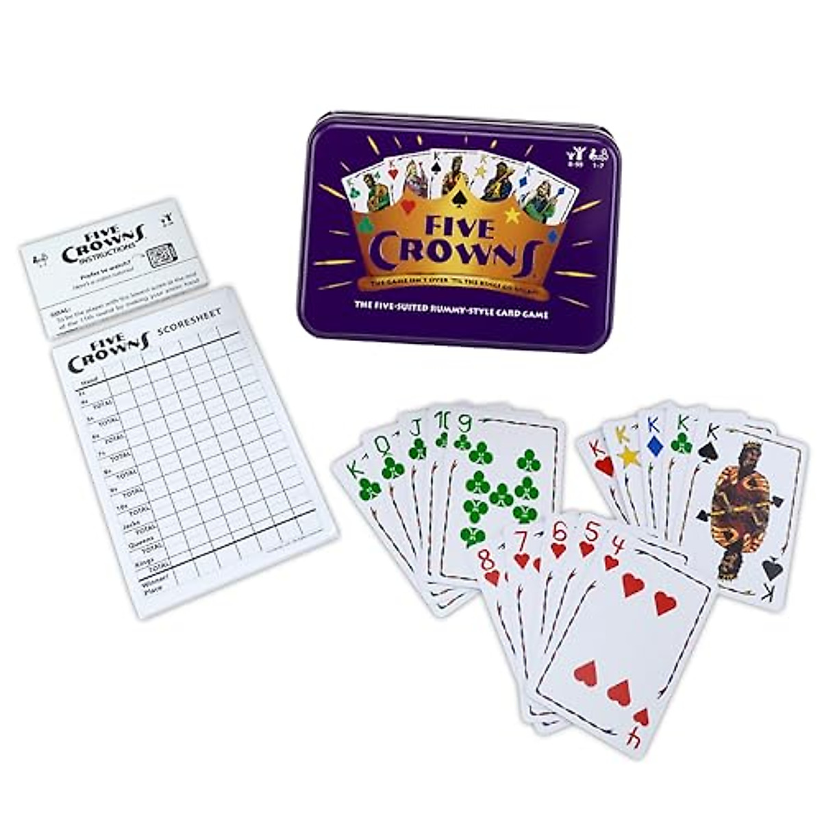 Five Crowns Collectible Tin — Rummy-style Card Games — Game Night Favorite For Adults, Families, and Kids — For Ages 8 and Up