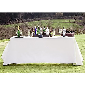 LinenTablecloth 90 x 132-Inch Rectangular Polyester Tablecloth with Rounded Corners, White