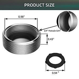 Garden Hose Cap, 3/4" Brass Hose Female End Cap, Outdoor Faucet Cap, Female Hose Fitting Caps, 2 Pack Spigot Cap for Garden Water Faucet, Sprinkler, Pipe Fitting Hose with Extra 4 Washers, Chrome