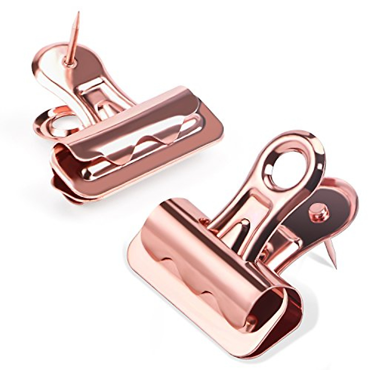 Yalis Push Pins Clips 15-Count, Pinning No Holes for Paper, Creative Paper Clips with Tack for Cork Board and Photo Wall ( Rose Gold)