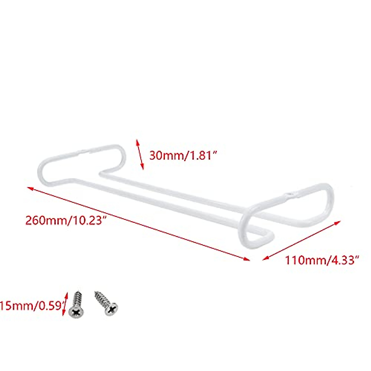 Semetall 10.23" Wine Glasses Rack, Wine Glass Holder Under Cabinet Stemware Rack for Kitchen, Bar ,Cabinet, Set of 2(White)