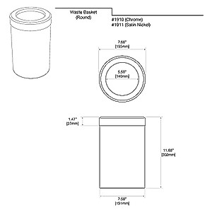 Gatco Modern Round Wastebasket, Chrome - Stainless Steel Trash Can with Removable Lid, Leakproof, 3 Gallon Capacity for Bathroom, Bedroom, Kitchen, or Office