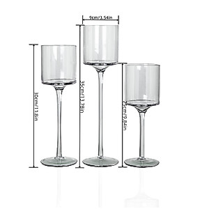 Glass Candleholders Tea Light Candle Holders Clear Wedding Weddings Hurricane Tall Elegant Ideal for Dining Party Home Decor Parties Table Settings Gifts High Different Sizes (6 Sets Large Clear)