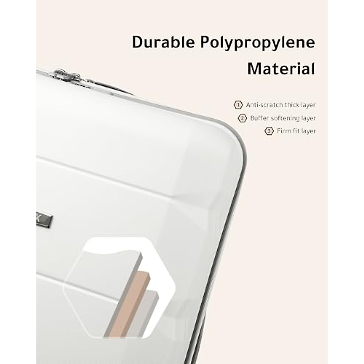 LUGGEX Checked Luggage with Spinner Wheels, PP Lightweight Suitcase for Travel (White, 28 Inch)