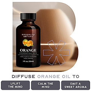 Brooklyn Botany Sweet Orange Essential Oil – 100% Pure and Natural – Premium Grade Oil with Dropper - for Aromatherapy and Diffuser - 1 Fl Oz