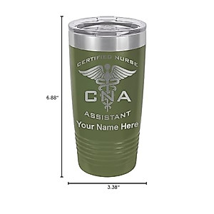 LaserGram 20oz Vacuum Insulated Tumbler Mug, CNA Certified Nurse Assistant, Personalized Engraving Included (Camo Green)