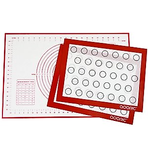 Silicone Pastry Mat 16x24 with Measurements，2 Pack Non-Stick Baking Mat Non-slip Dough Rolling Mat, Reusable Silicone Counter Mat for Making Cookies,Macarons,Bread and Pastry