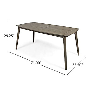 Christopher Knight Home Harvey Outdoor 7 Piece Acacia Wood Dining Set, Gray Finish/Gray Finish/Dark Gray