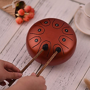 Btuty 5.5 Inch Mini 8-Tone Steel Tongue Drum C Key Percussion Instrument Hand Pan Drum with Drum Mallets Carry Bag