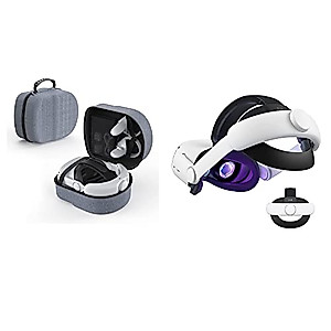 KIWI design Head Strap and Carrying Case Compatible with Quest 2