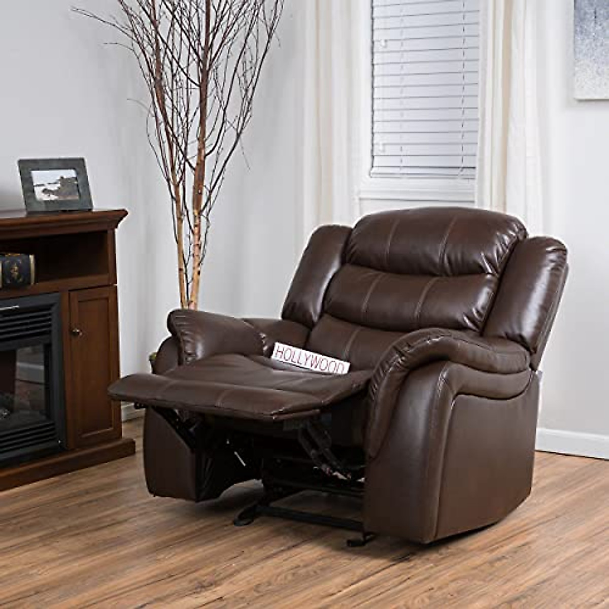 CHRISTOPHER KNIGHT HOME Merit Faux Leather Glider Recliner Club Chair, Dark Brown