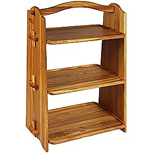Wood Shelves, 3 Tier Storage Organizer, 100% Ash Wood, Holder Handcrafted for Bathroom Living Room, Bedroom, Kitchen, Wood Rack for Countertop, Made in Europe, Gift Idea (Natural, 20x14x7)