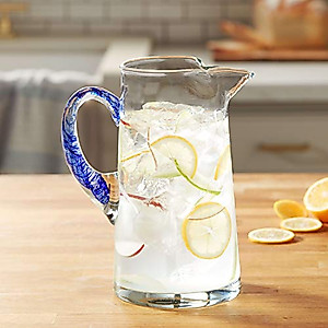Libbey Cabos Blue-Handled Glass Pitcher, 90-ounce