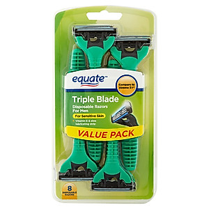 Equate Triple Blade Disposable Razors for Men, 8 Ct