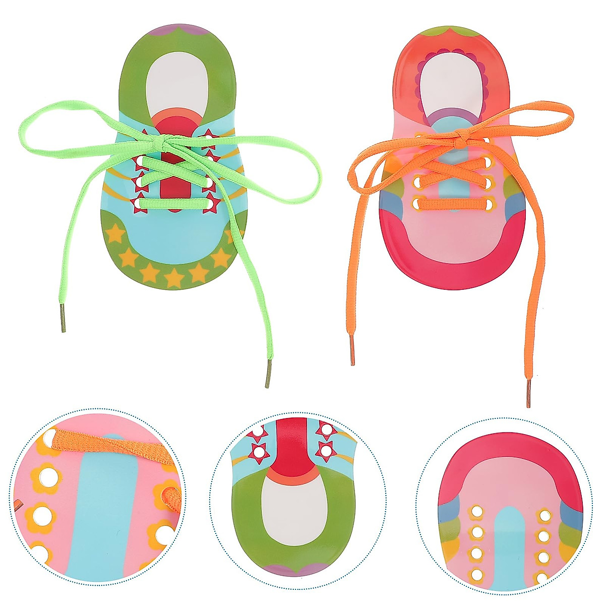 NUOBESTY Learn to Tie Shoes Children Shoelace Threading Teaching Toys Early Educational Teaching Aids, 4 Pieces