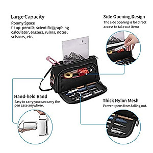 Cat Cute Pencil Case for Teen Girl, Kawaii Anime Pencil Case Black, Large Capacity Aesthetic Pencil Pouch Pen Bag with Zipper for School