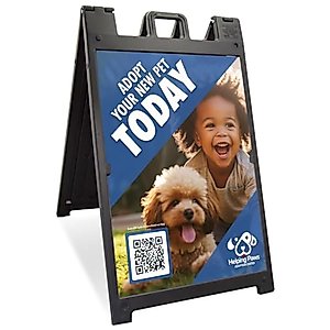 24 x 36 Signicade Black Plastic A-Frame Sandwich Board with Lenses, Double Sided Curb Sign for Outdoor Use