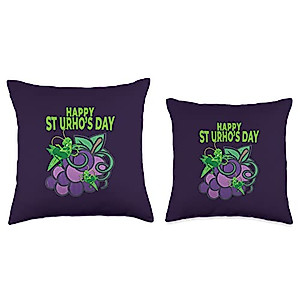 ST SAINT URHOS DAY FINNISH SUOMI SISU APPAREL Happy St Urhos Day Grasshopper Grapes Vineyard Graphic Gift Throw Pillow, 18x18, Multicolor