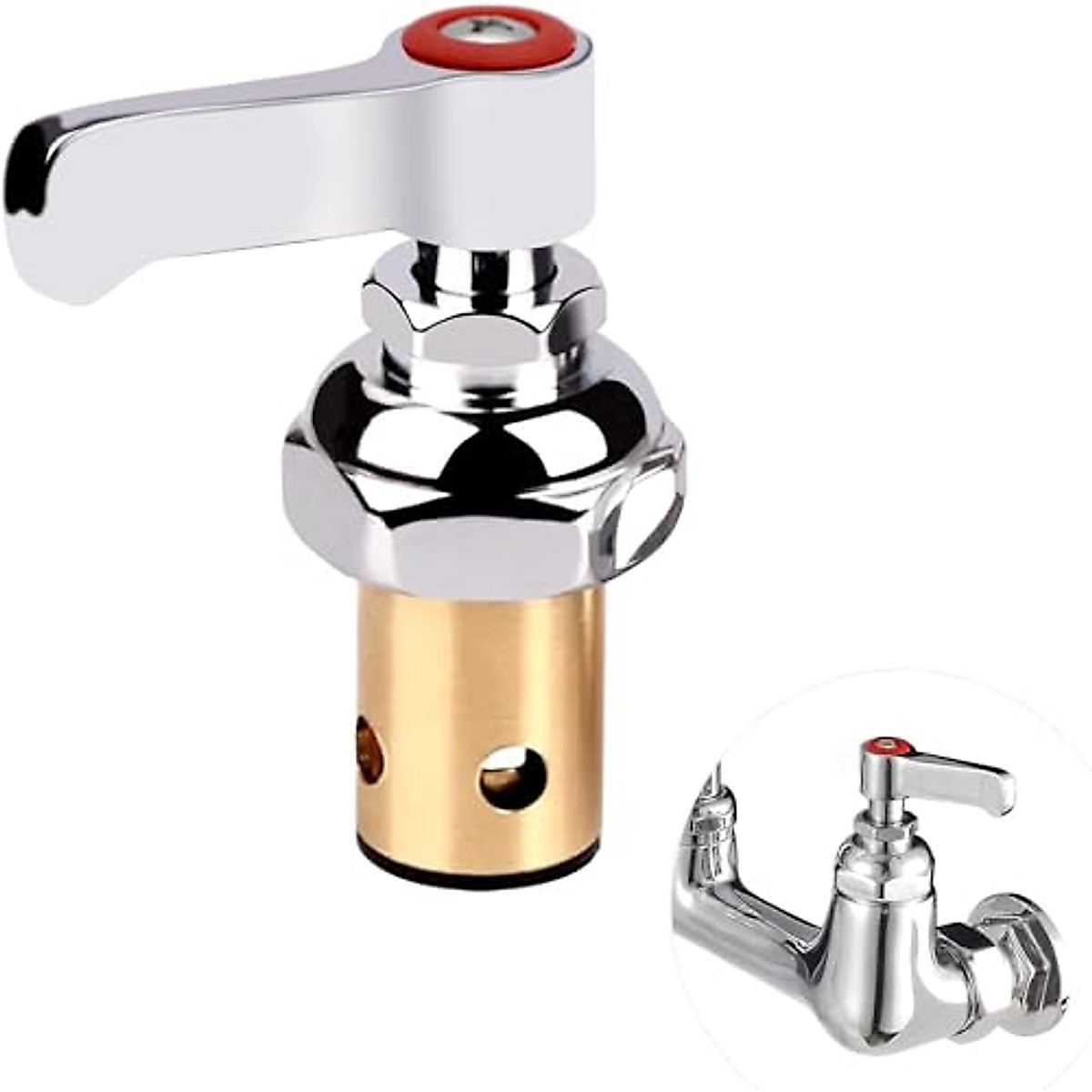 DNShorix 002714-40 Hot Side Handle Stem Assembly, Replacement Fit for T&S Brass All Faucets, Red