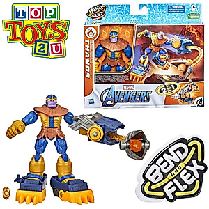 Avengers Marvel Bend and Flex Missions Thanos Fire Mission Figure, 6-Inch-Scale Bendable Toy with 2-in-1 Accessory for Kids Ages 4 and Up