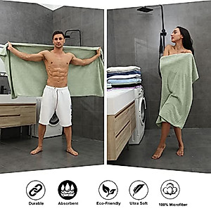 Extra Large Bath Towel Sheet Set 35x70 Inches - Oversized Bath Towels Set,Jumbo Large Microfiber - Quick Dry, Lightweight,Super Soft,Highly Absorbent Towel Set for Bathroom,Hotel,SPA,Pack of 4 (Green)