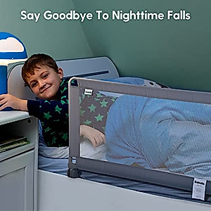 Babelio Toddler Bed Rails, Guardian 39"-51" Extendable Guard for Toddlers, Kids & Elderly Adults, 22.5" Tall Baby Side Rails Crib Twin /Queen /Full /King Size, CPSIA Certified (Gray)