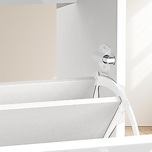 Mirror Shoe Storage Cabinet for Entryway, Narrow Tall Shoe Cabinet Organizer with 5 Tiers, Slim Free Standing Hidden Shoe Cabinet with 5 Flip Drawers for Front Door Entrance, Closet（White）