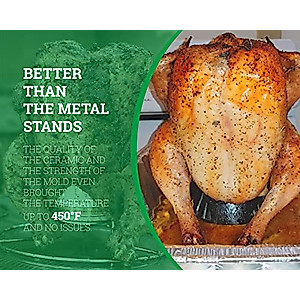 Ceramic Beer Can Chicken Holder for Smokers, Vertical Chicken Cooking Roaster - Infusing the Chicken with the Flavor-infused Steam, Accessories for Green Egg and Classic Joe, Clean-up is A Cinch