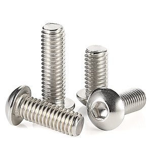 M6-1.0 x 12mm Button Head Socket Cap Screws, Allen Socket Drive, Stainless Steel 18-8, Bright Finish, Quantity 25