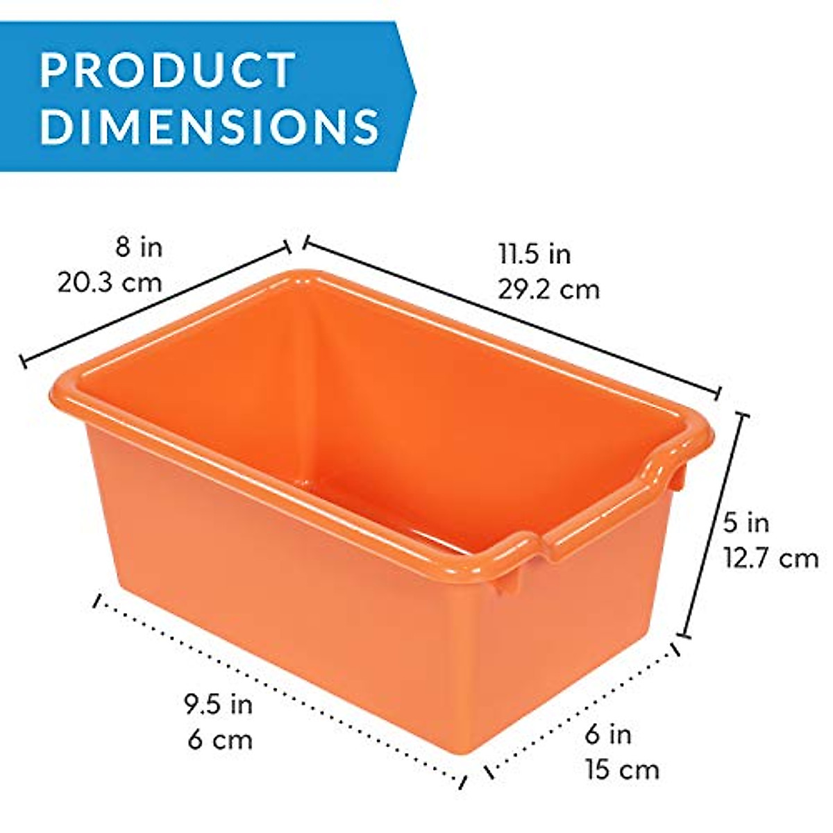 ECR4Kids Scoop-Front Storage Bins, Easy-to-Grip Design Storage Cubbies, Kid Friendly and Built to Last, Pairs with ECR4Kids Storage Units, 10-Pack, Orange