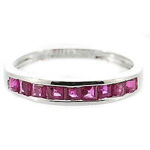 Gin & Grace 14K White Gold Mozambique Genuine Ruby Ring for women | Ethically, authentically & organically sourced (Square-cut) shaped Ruby hand-crafted jewelry for her | Ruby Ring for women