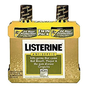 Listerine Antiseptic Mouth Wash Original Flavor Bottle, 1.5 L, 2 Piece