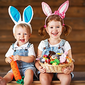 Fovths 24 Pieces Mini Plush Animals Toys Set Cute Small Stuffed Animal Keychain Set for Easter Hunts, Basket Stuffers, Easter Party Favor, Goodie Bag Fillers, 2.4 Inches