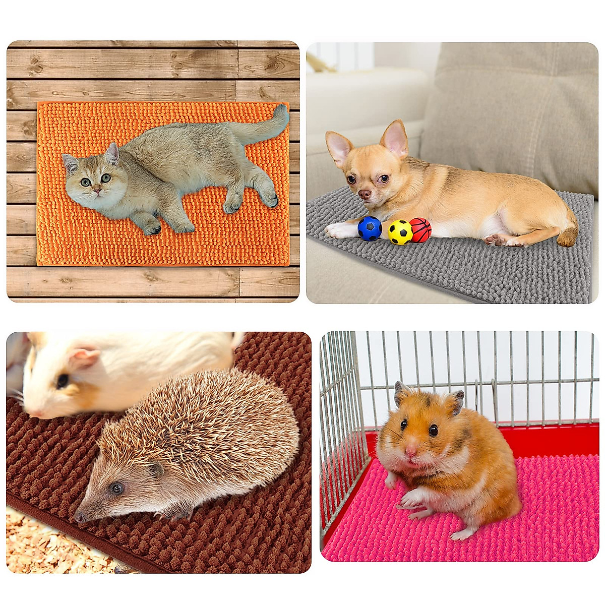 Lifeunion Guinea Pig Cage Liners, 3 Pcs Absorbent Reusable Guinea Pig Pee Pads, Non Slip Washable Guinea Pig Bedding Blanket Mat for Small Animal, Rabbit, Hamster, Bunny, Chinchilla (3pcs-grey)