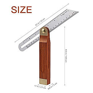 DOITOOL 1PCS 9 Inch Sliding T-Bevel Gauge Woodworking T Bevel Angle Finder with Hardwood Handle and Metric Marks