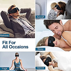 Sleep Headphones Bluetooth 5.2 Wireless 3D Eye Mask, ZUXNZUX Ultra Soft Sleeping Headphones for Insomnia Travel and Side Sleepers (Black)