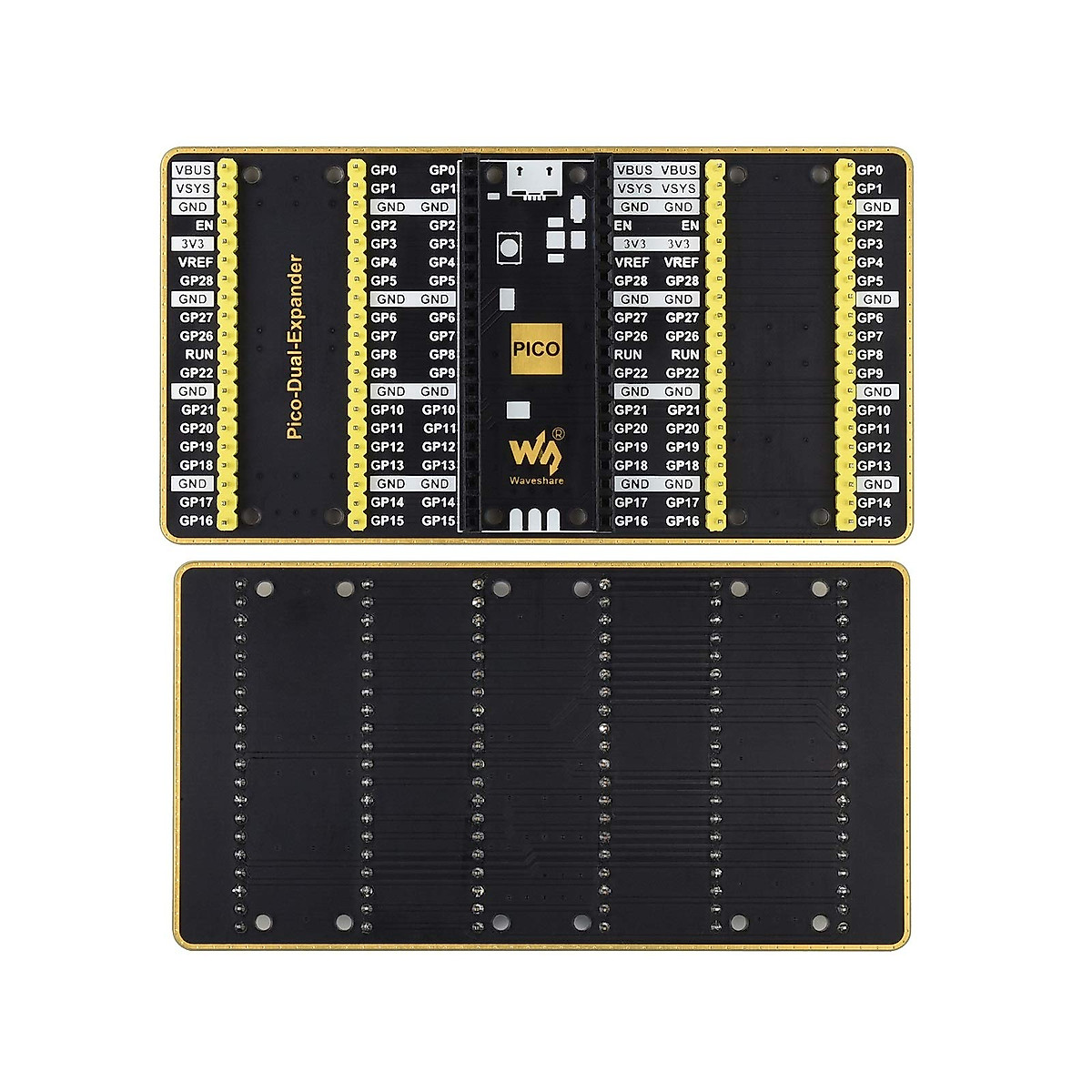 Dual GPIO Expander for Raspberry Pi Pico Microcontroller Board Two Sets of Standard Raspberry Pi Pico GPIO 2x20 Male Headers for Connecting More Expansion Modules