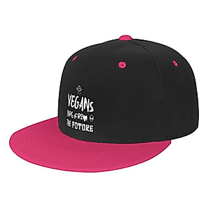 Adjustable Snapback Hat for Men Women, Vegan Vibes Unisex Hip Hop Baseball Cap Trucker Dad Hats Pink